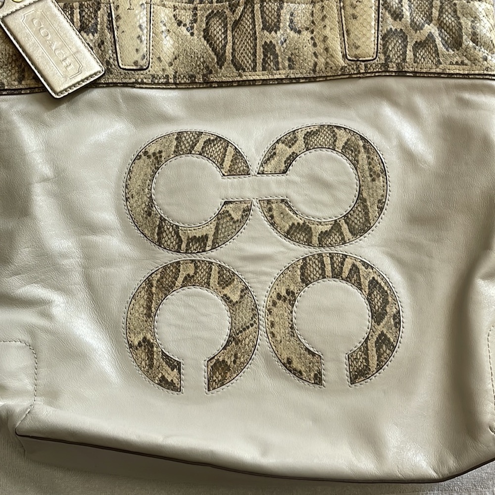 Coach Cream Snake Skin Leather Bag - Gem